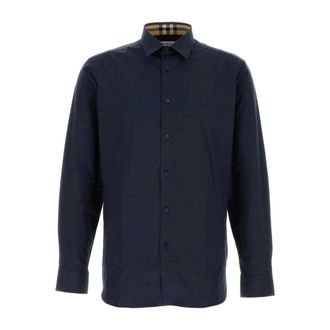 Burberry Homme, Chemises, Bleu, Taille: XL Chemise en popeline de coton stretch