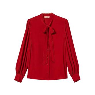 Twinset Cr&ecirc;pe de Chine Hemdbluse mit Schleife - - Blouses & Shirts - Damen - Rot - L
