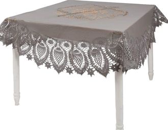 Schöner Leben Tischdecke Outdoor Häkelspitze Amira rund dunkelgrau Ø 152cm