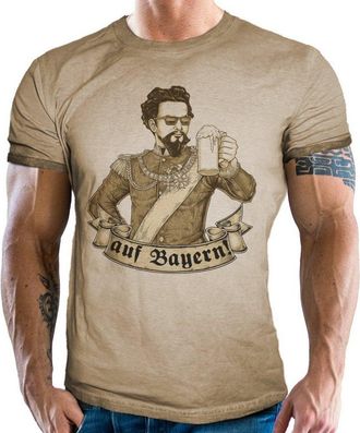 Lobo Negro Trachtenshirt für echte Bayern Fans - im washed vintage retro used Look: Auf Bayern