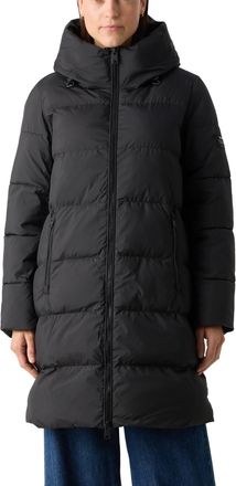 Ecoalf Langer wattierter Wintermantel mit Kapuze, schwarz, Parka, Schwarz, XS