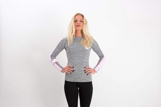 Eivy Damen Funktionsunterw&auml;sche Wedge-Training Longsleeve&acute;18, Gr&ouml;&szlig;e:XS, Farbe:grau, Farben:Grey Melange