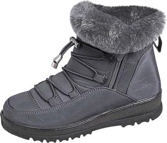 Generic Bottines Femme Hiver Neige Bottes Courtes Chaussures Chaudes Semelle Antidérapant Lacets Fermeture Éclair Légères Confortables Chaussures Femme Décont