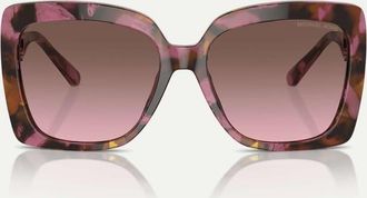 Michael Kors quadratische Sonnenbrille mit braunen Gl&auml;sern in plum graphic tortoise-Lila