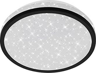 Briloner Leuchten - LED Deckenleuchte, Deckenlampe inkl. Sternendekor, 10 Watt, 900 Lumen, 4.000 Kelvin, Weiß-Schwarz, Ø 21,7cm, 3456-015
