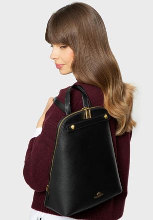 Wittchen Damen-Lederrucksack, trapezf&ouml;rmig, Schwarz, Naturleder