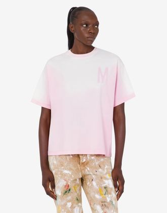 Moschino Bedrucktes T-Shirt aus Bio-Baumwolljersey - Pink