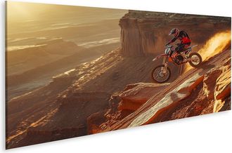 Islandburner Bild auf Leinwand Motocrossfahrer Macht Wheelie auf unwegsamem Pfad Bilder Wandbilder Poster