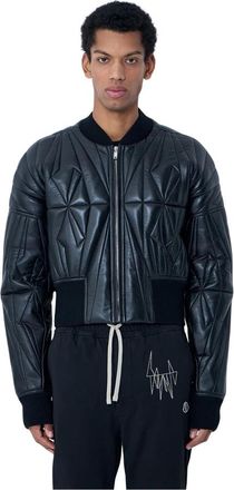 Moncler Homme, Vestes, Noir, Taille: S Geocamo Cropped Quilted Bomber Jacket