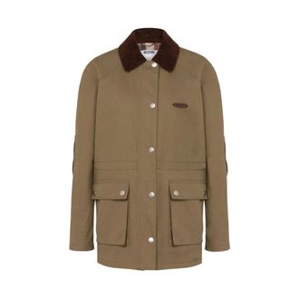 Moschino Femme, Manteaux, Vert, Taille: 36 FR Manteau Vert Kaki avec Col en Velours Côtelé