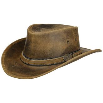 Scippis Scippis Irving Chapeau en Cuir Chapeau Western Chapeau de Cowboy Chapeau Australien Cuir v&eacute;ritable (as4, Alpha, l, Marron)