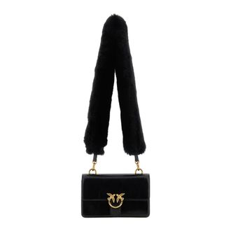 Pinko Pinko - Sac port&eacute; &eacute;paule Love Classic avec sangle en fourrure - Femme - Sacs - Noir - Taille: ONE Size