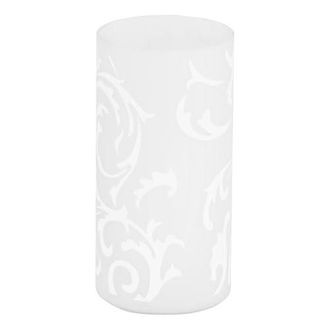 Eglo Tischlampe Geo, Tischleuchte, Nachttischlampe aus opal-mattem Glas mit floralem Muster, Wohnzimmerlampe in Weiß, Lampe mit Schalter, E14 Fassung
