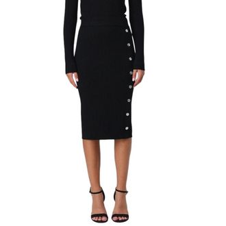 Pinko Gerippter Midi-Rock mit Kn&ouml;pfen - - Skirts - Damen - Schwarzk - M