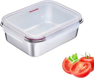 Westmark Edelstahl Lunchbox - Auslaufsichere Brotdose - Mikrowellen- & Ofenfest, BPA-frei - Bento Box für Schule, Arbeit & Kita - Silber, 2250 ml