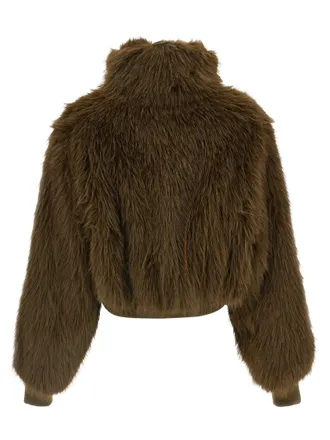 Fabiana Filippi Fur-Trimmed Cropped Jacket - Olive