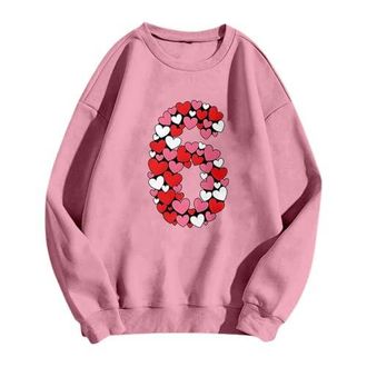 Generic Sweat-shirt &agrave; col rond pour femme Pull Saint-Valentin Pull Hommes et femmes Amour Impression Sweatshirt Couple Manches longues Blouse Hauts Saint Vale
