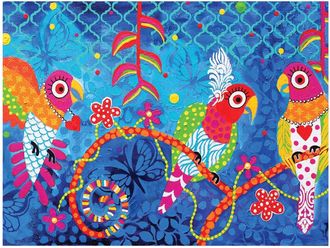 Maxwell & Williams Love Hearts Geschirrtuch mit Vogel Design, Geschirhandtuch 100% Baumwolle, Blau, 50 x 70 cm, K&uuml;chentuch, Sp&uuml;ltuch, Abtockent&uuml;cher