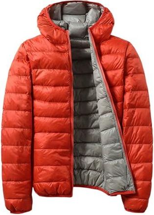 Generic Doudoune courte r&eacute;versible pour femme, manteau dhiver matelass&eacute; l&eacute;ger en duvet pour femme, Gris orange., 3XL