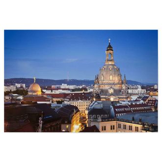artboxONE Poster 30x20 cm Städte Frauenkirche Dresden - Bild frauenkirche Architektur Blaue Stunde