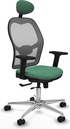 Piqueras y Crespo Drehstuhl mit 2D-Armen, h&ouml;henverstellbarer Lendenwirbelst&uuml;tze und festem Kopfteil, ausgestattet mit Syncro/Traslack und injiziertem Schaumstoff, Grau 