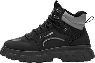 Generic Homme Baskets Montante Plates Chaussures de Sport Randonn&eacute;e Lacets Doublure Peluche Chaude Semelle Plateforme &Eacute;paisse Antid&eacute;rapant Tendances Fitness S