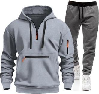 Generic Survetement Homme Ensemble Sweat &Agrave; Capuche Et Pantalon V&ecirc;tement De Sport Automne Hiver Casual Tenue Sport Homme D&eacute;contract&eacute; Ensemble 2 Pi&egrave;ces Tracksui