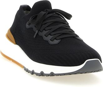 Brunello Cucinelli Running Sock Lace-Up Sneaker - Black