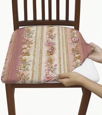 Generic Stuhl-Sitzbez&uuml;ge mit Blumenmuster, dehnbar, waschbar, Spandex-Kissenbez&uuml;ge mit Vintage-Design, dekorative Schonbez&uuml;ge f&uuml;r Wohnzimmer, Heimdekoration, 