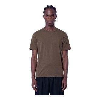 Jil Sander T-shirt en coton &agrave; col rond - Homme - Tops - Brun - Taille: S
