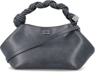 Ganni Hobo Bags - Small Braided Bow Shoulder Bag - Gr. unisize - in Grau - f&uuml;r Damen