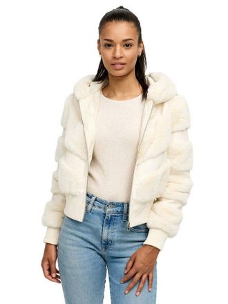 Tazzio Winterjacke F803 mit Kapuze, im Bomber-Style & Fell-Streifen-Look