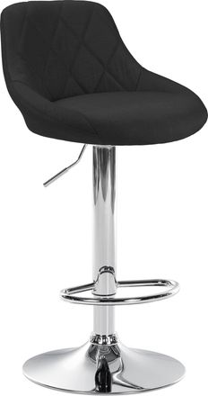 Clp Barhocker Lazio Mit Stoffbezug I Drehbarer Thekenhocker Mit Fußstütze I Höhenverstellbarer Barstuhl Mit Trompetenfuß, Farbe:schwarz, Gestell Farbe:Chr