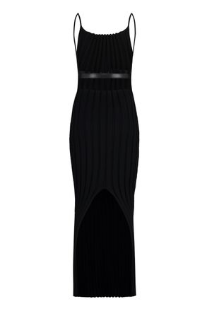 Alexander Wang Womens Knitted Dress With Leather Belt Black Polyamide