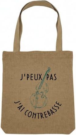 Fabulous Sac Shopping Tote Bag Aspect Lin - JPeux Pas Jai Contrebasse Jazz Classique Musique Instrument - Sac de Courses Toile Epaisse 360g Beige Naturel Cabas