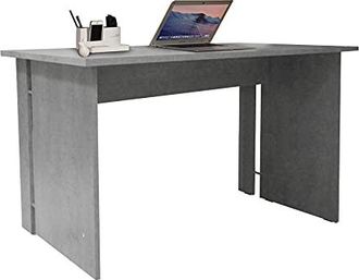 Dmora Linearer Schreibtisch für Büro und Arbeitszimmer, Minimaler Computertisch, Schreibtisch für die Arbeit, 150x78xh75 cm, Farbe Zementgrau