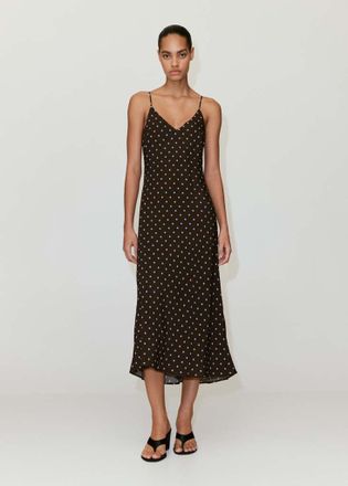 Mango V-Ausschnitt-Kleid mit Print schokolade - Damen - XS - MANGO