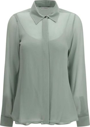 Max Mara Bicolor Silk Shirt - Femme - Blouses et Chemises - Vert - Taille: 38 FR