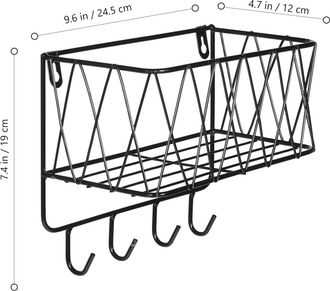 Garneck Multifunktionales Wandregal aus Eisen mit Vier Haken Praktisches Aufbewahrungsregal f&uuml;r Wohnzimmer und Eingang Rostfrei und Langlebig