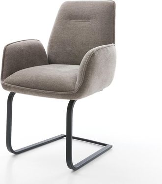 DELIFE Freischwinger Zoa-Flex Strukturstoff Soft Taupe Freischwinger flach Schwarz Taschenfederkern, Esszimmerst&uuml;hle