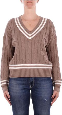 Ralph Lauren Femme, Pulls, Beige, Taille: 44 FR Pull en maille torsad&eacute;e &agrave; col en V Comfort Fit