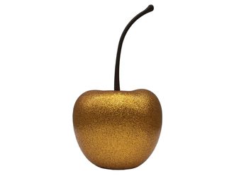 Pottery Pots Cherry Glitter Gold, Gr&ouml;&szlig;e XS, 170 x 150 x 310 mm, handgefertigte Deko-Kirsche, Robustes Fiberglas, funkelndes Glitzer-Gold, Deko f&uuml;r Innen & Au&szlig;en, w