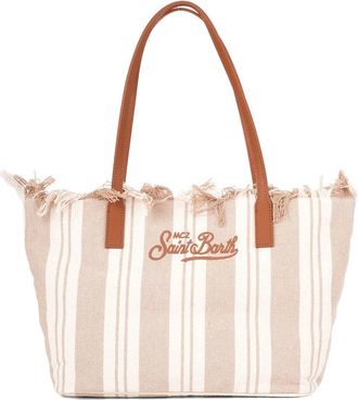 MC2 Saint Barth Femme, Sacs, Beige, Taille: ONE Size City Bag Mid Fringe Double Stripes V