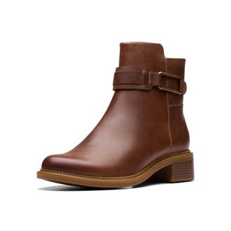 Clarks Premium Maye Bella Bottes Tendance en Cuir Marron Clair, 40 EU, Marron Clair/Cuir, 40.5 EU