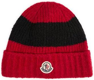 Moncler Bonnet ray&eacute; en laine vierge m&eacute;lang&eacute;e