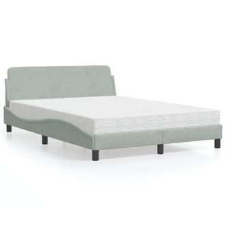 vidaXL Vidaxl Letto Con Materasso Dover Grigio Chiaro 140x200 Cm In Velluto