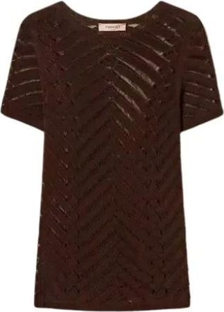 Twinset Femme, Blouses et Chemises, Brun, Taille: 38 FR Pull Ajust&eacute; &agrave; Chevrons