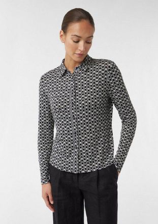 Comma Langarmbluse T-Shirt Jerseybluse mit Hemdkragen aus Viskosemix