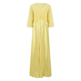 Alberta Ferretti Femme, Robes, Jaune, Taille: 40 FR Longue Robe Satin&eacute;e avec Cape