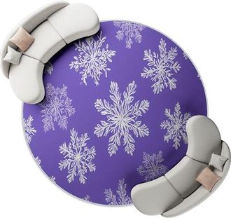 Generic Violet Clair Tapis de Salon Rond 160 cm, No&euml;l Flocons De Neige Art D&eacute;co Tapis Chambre Antid&eacute;rapant Lavable, Ne Perd Pas Ses Poils Moelleux Moquette po